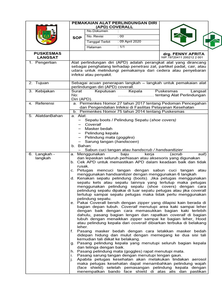 Panduan Pemakaian APD Coverall COVID-19 | PDF | Sains & Matematika