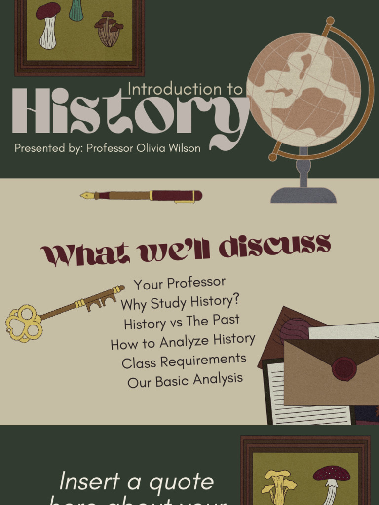 Simple Green and Beige Vintage Illustration History Class Education ...