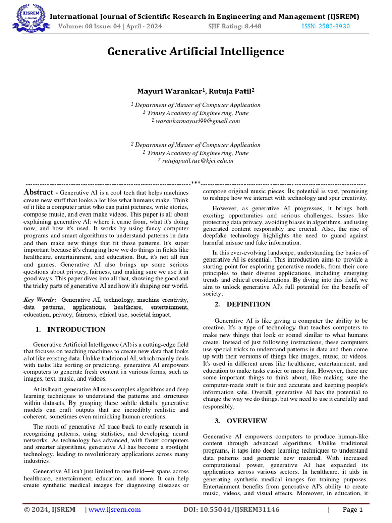 Generative Artificial Intelligence | PDF | Artificial Intelligence ...