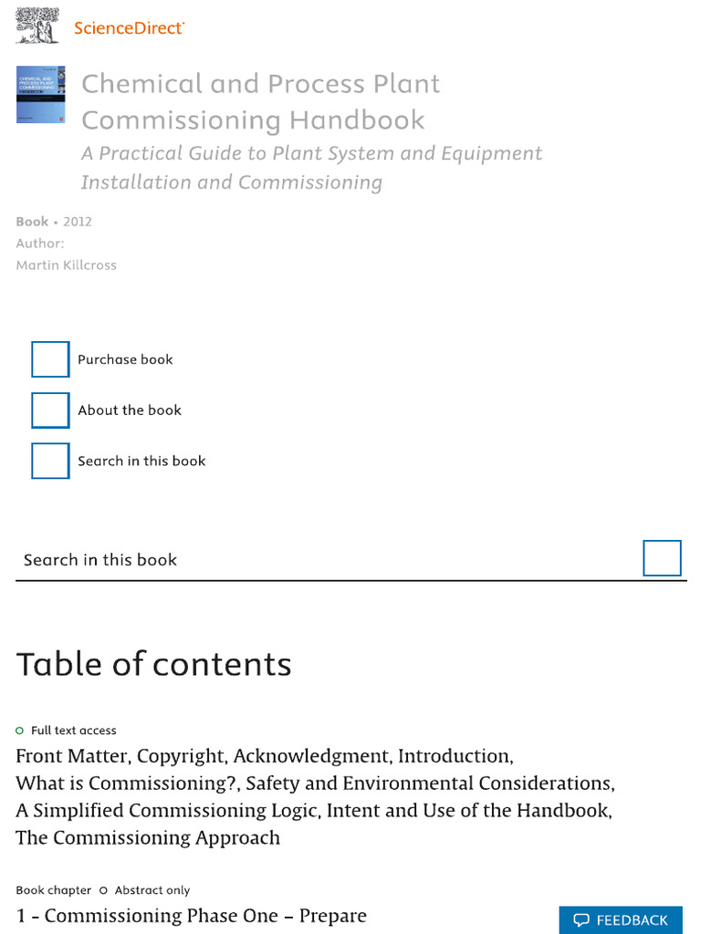 Abstract-Chemical and Process Plant Commisioning Handbook | PDF