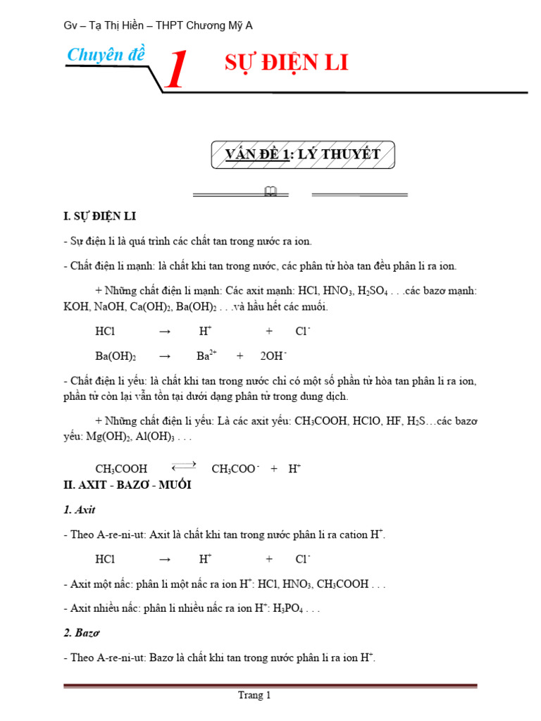 Chuyen de SU DIEN LI | PDF