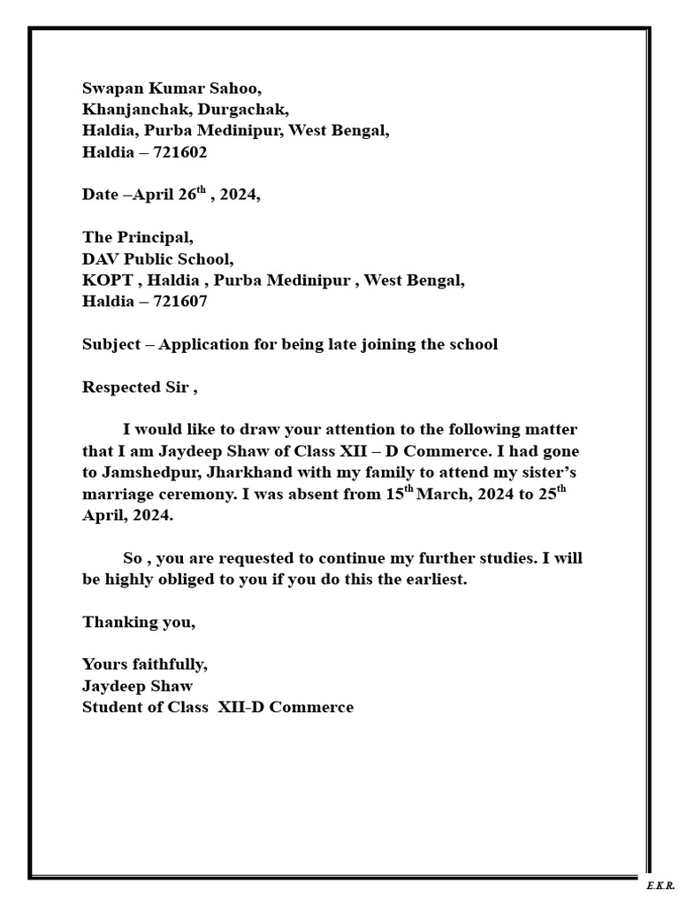 Late Joining and Absence Application | PDF