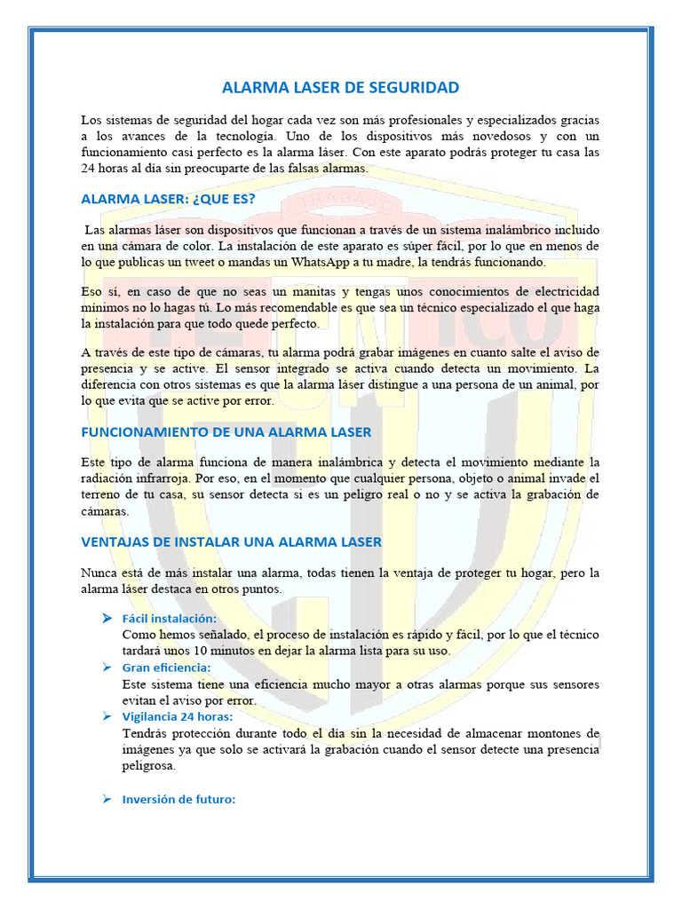 Sebas - Alarma Laser de Seguridad | PDF | Transistor | Infrarrojo