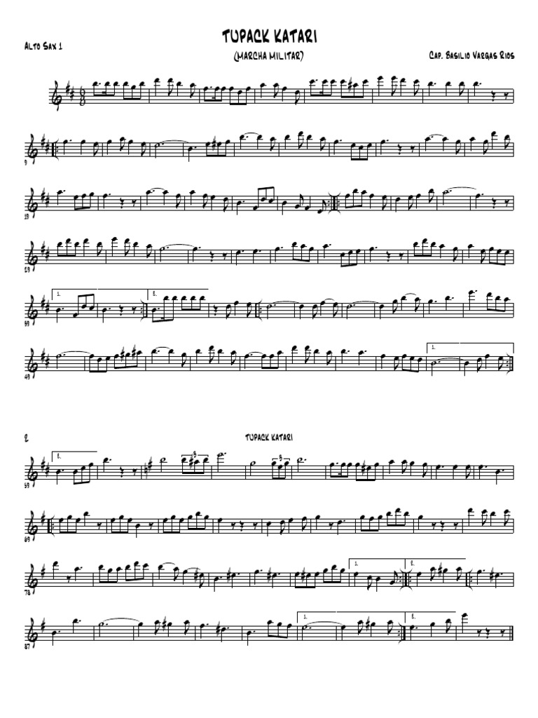 TUPAK KATARI ARREGLADO 2023 - Alto Sax 1 | PDF