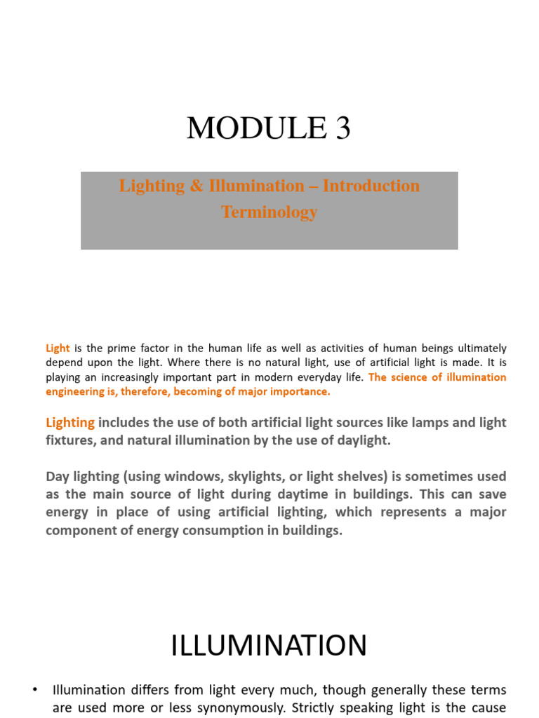 Lighting & Illumination - Introduction Terminology | PDF | Lighting ...