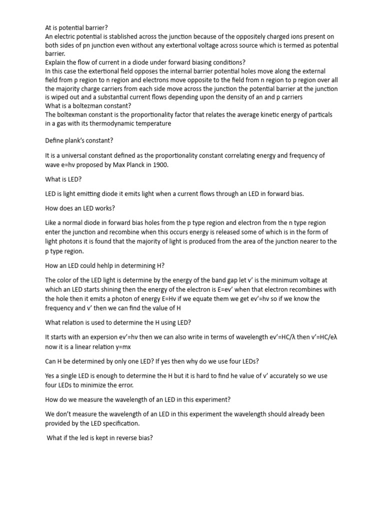 Physics Viva 5th Sem 2 | PDF | P–N Junction | Semiconductors