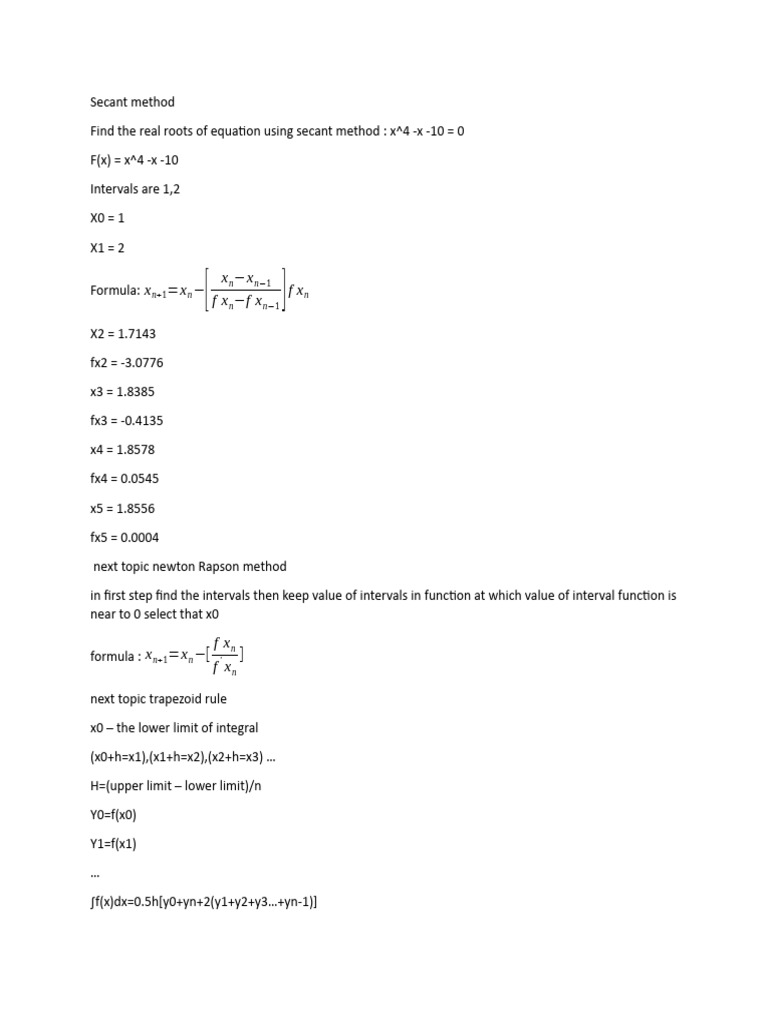 Secant Method Pdf