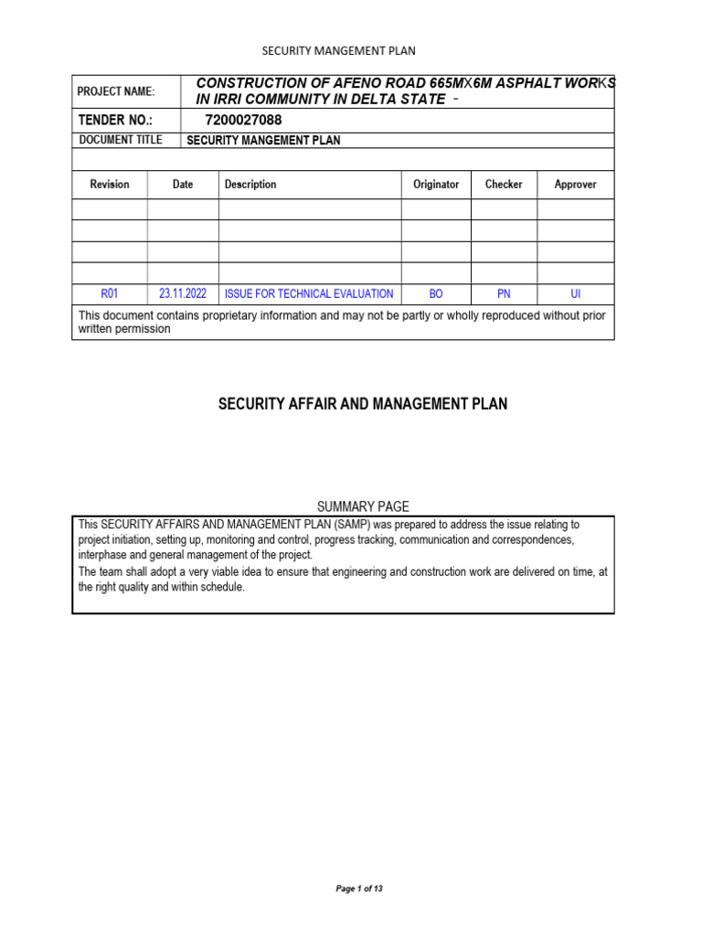 Security Plan | PDF | Risk | Securities