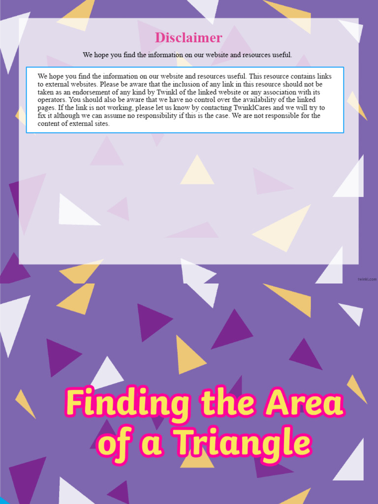 Copy of Copy of Sixth Grade Finding the Area of a Triangle Powerpoint ...
