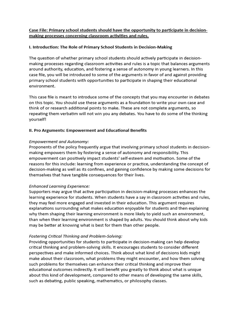 Empowering Primary Students in Decisions | PDF | Decision Making ...