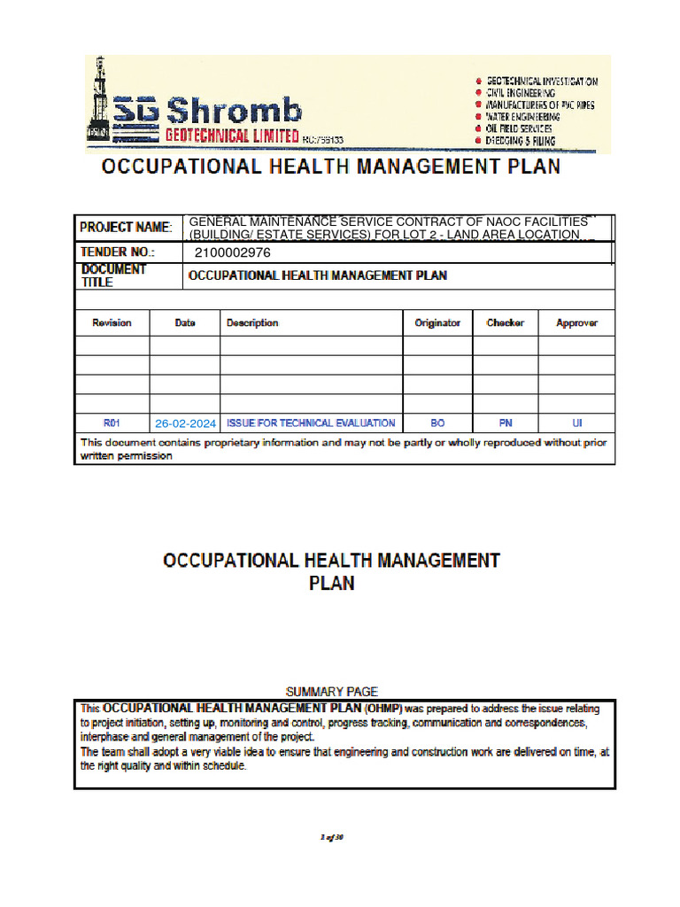 Occupational Health Plan | PDF | Occupational Safety And Health ...