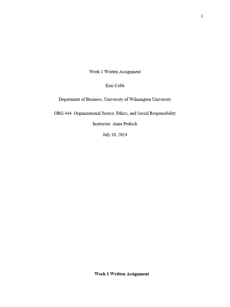 Week 1 Assignment | PDF | Business