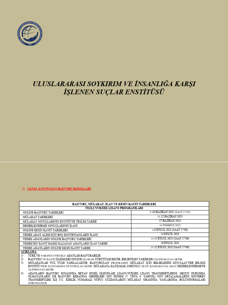 Uluslararasi Soykirim Ve Insanliga Karsi Islenen Suclar Enstitusu Guz ...
