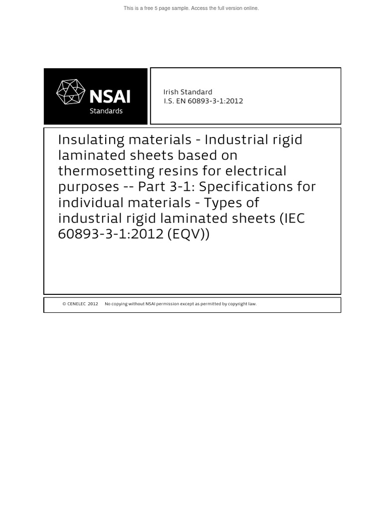 EN 60893 3-1 2012 Insulating Material For Electrical Purposes | PDF ...