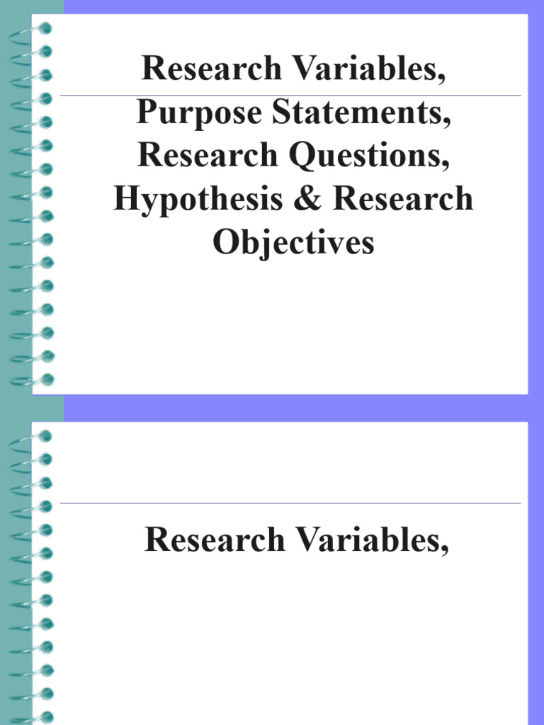Variables, Hypothesis, Objectives | PDF | Hypothesis | Quantitative ...