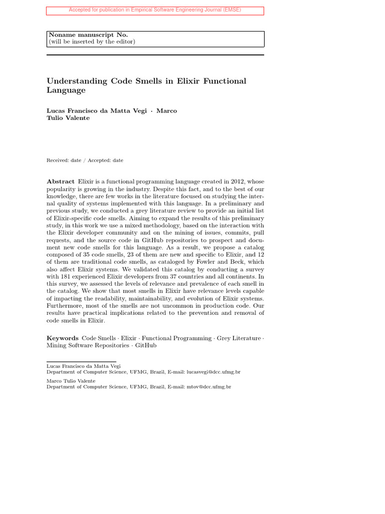 2023 Emse Code Smells Elixir | PDF | Computer Programming | Software Engineering