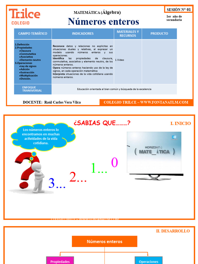 s1-x1 Números Enteros | PDF | Entero | Multiplicación