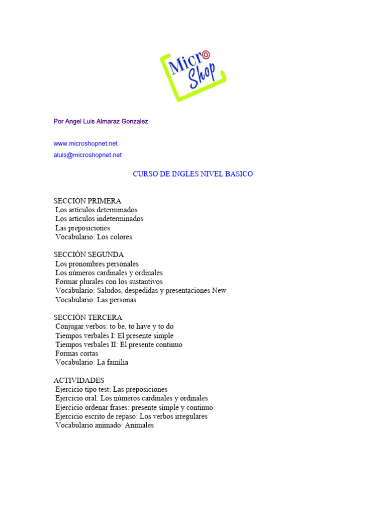 Ingles Nivel Basico | PDF | Tipología Lingüística | Semántica