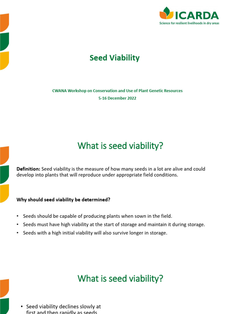 Seed Viability: CWANA Workshop On Conservation and Use of Plant Genetic ...
