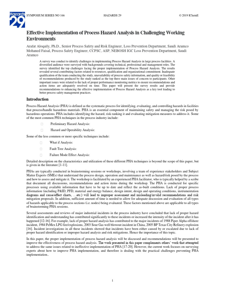Process Hazard Analysis | PDF | Risk | Performance Indicator
