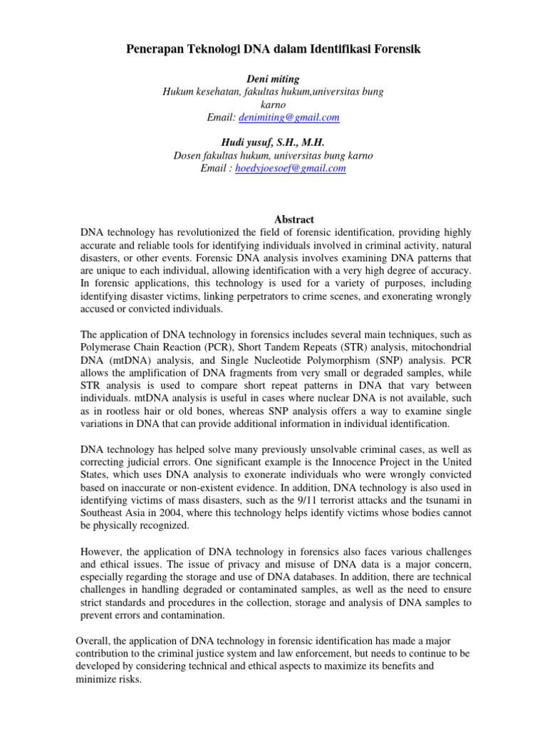 Penerapan Teknolgi DNA Dalam Ilmu Forensik | PDF