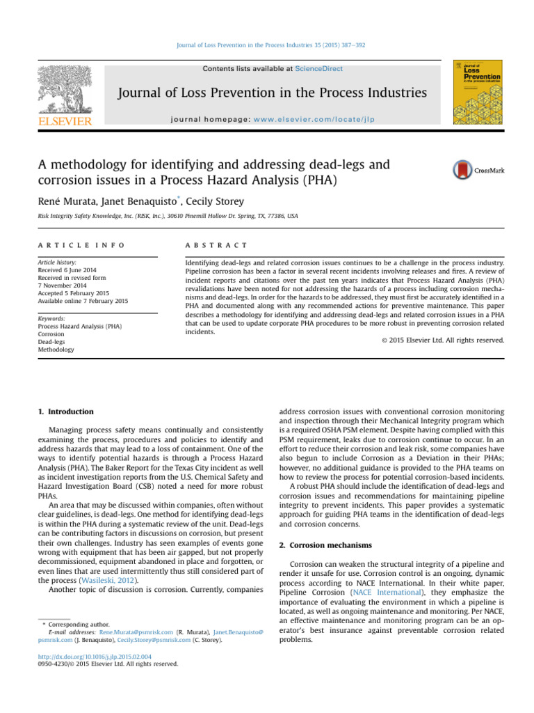 Methodology for PHA Dead-Leg Corrosion | PDF | Oil Refinery | Corrosion