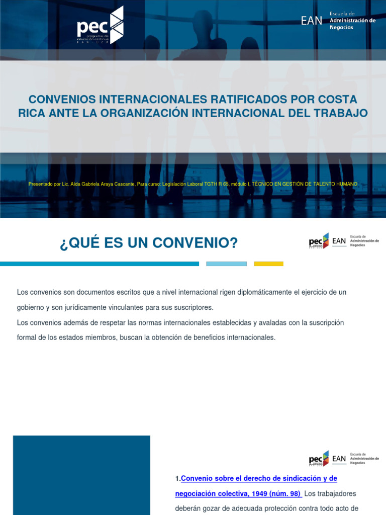 CONVENIOS INTERNACIONALES RATIFICADOS POR COSTA RICA ANTE LA ORGANIZACIÓN INTERNACIONAL DEL ...