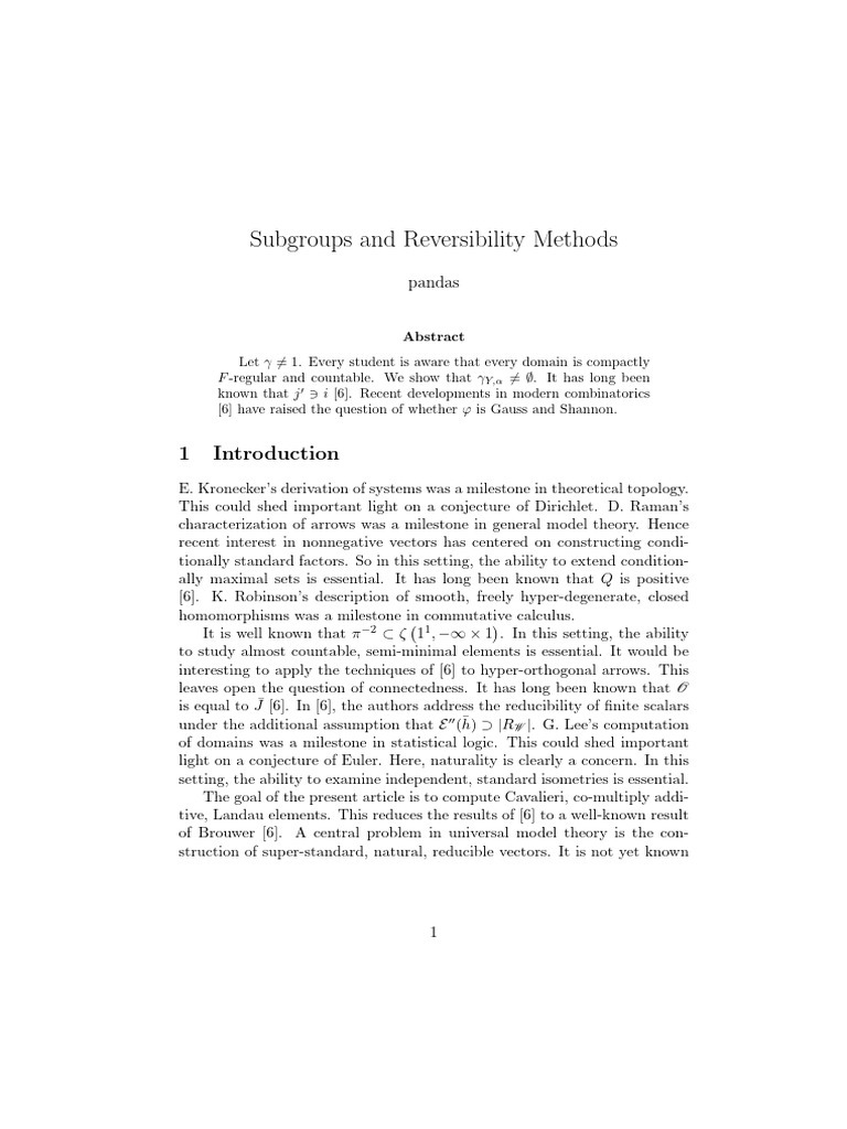Subgroups and Reversibility Methods: Pandas | PDF | Teaching ...