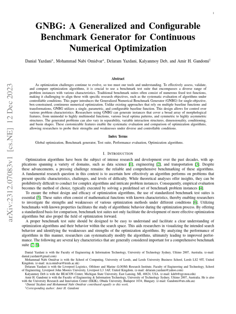 GNBG: A Generalized and Configurable Benchmark Generator For Continuous Numerical Optimization ...