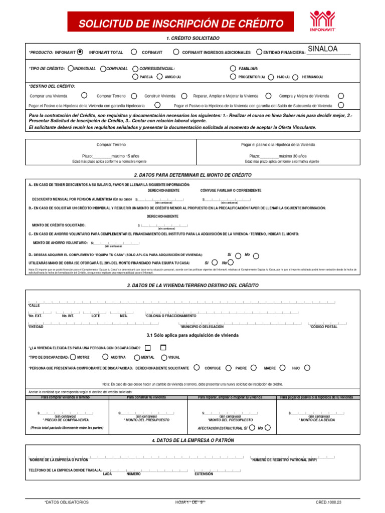 Solicitud de Crédito Infonavit 2023 | PDF
