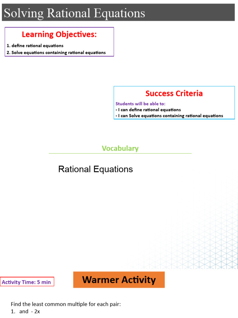 Somar Solving Rational Equations | PDF | Equations | Rational Number