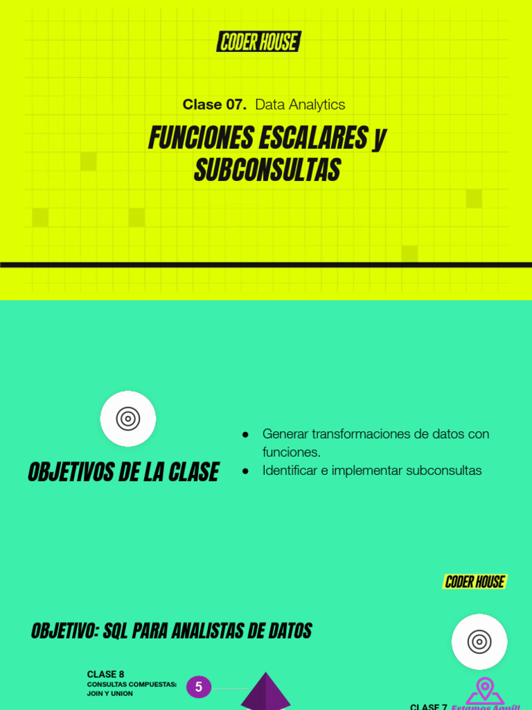 Funciones Escalares y SubConsultas CODERHOUSE | PDF | SQL | Bases de datos