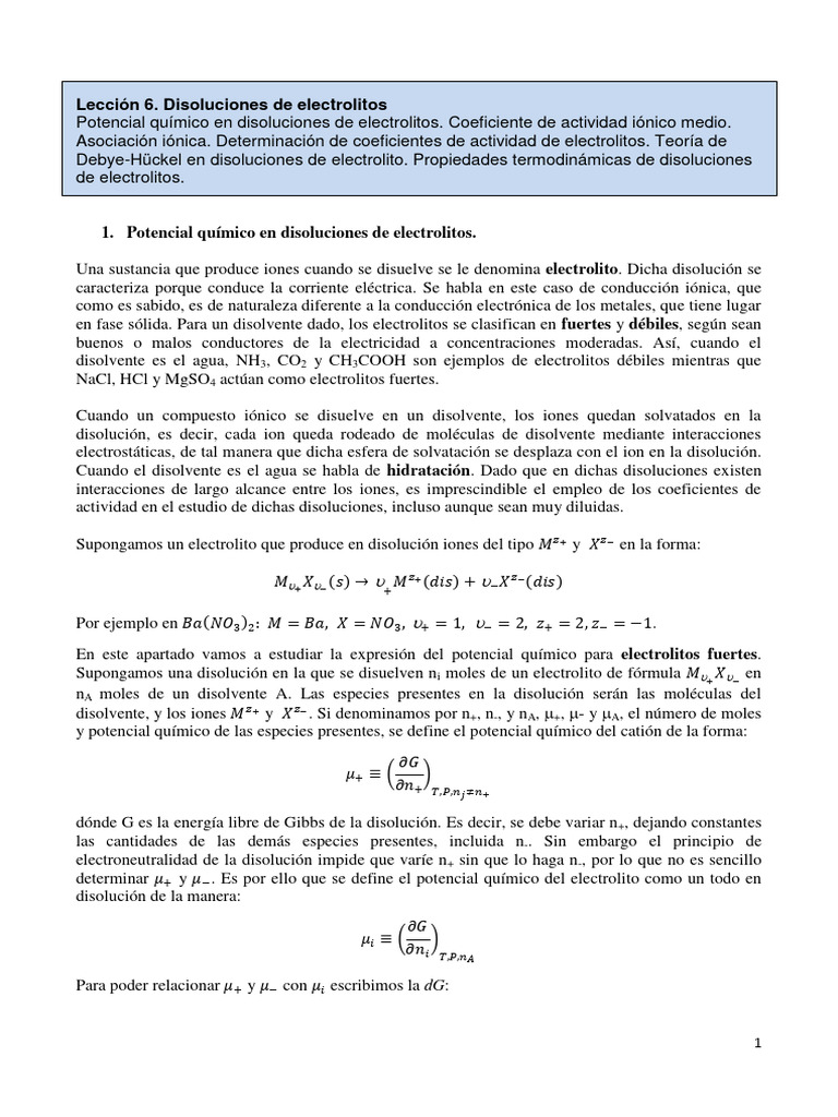 Lección 6 | PDF | Electrólito | Enlace iónico