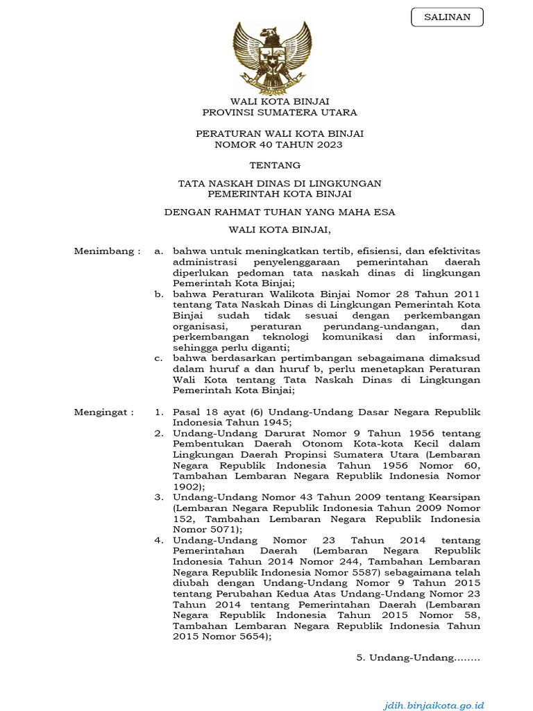 Perwa No 40 Tahun 2023 Merge | PDF