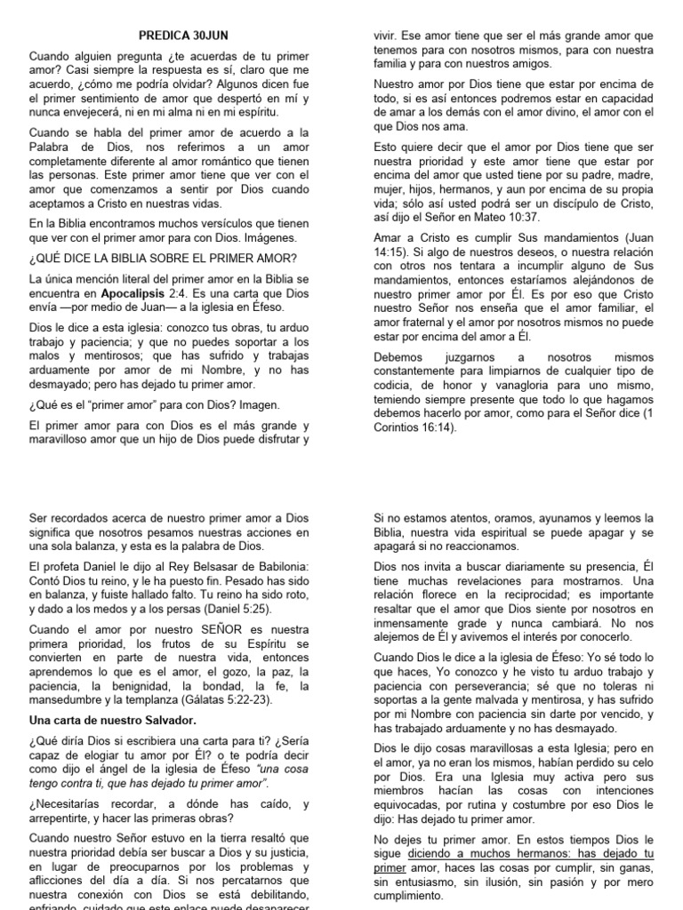 Volviendo al Primer Amor por Dios | PDF | Amor | Cristo (título)