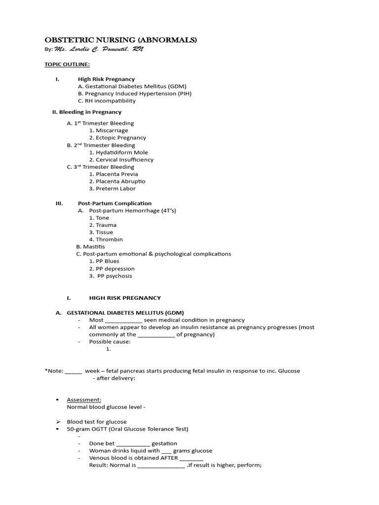 Handouts - Ob Part 1 - Ms. Pomentil - 2024 | PDF | Pregnancy | Miscarriage Handouts - Ob Part 1 - Ms. Pomentil - 2024 | PDF | Pregnancy | Miscarriage