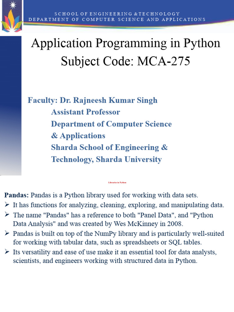 Unit 2 Mca275 PPT Part 2 | PDF | Python (Programming Language) | Computer Programming