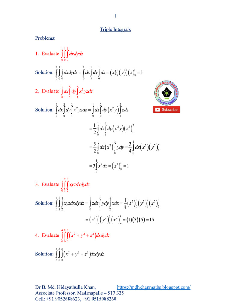 Multiple Integrals | PDF