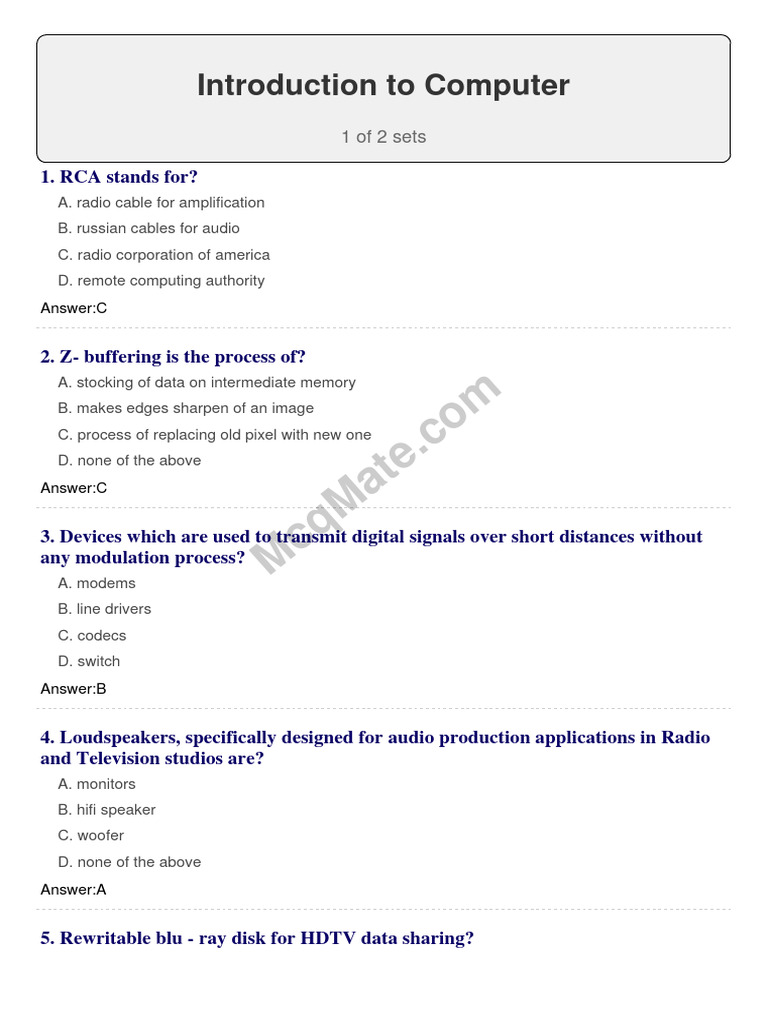Introduction To Computer Set 1 Pdf Computer Data Storage File System