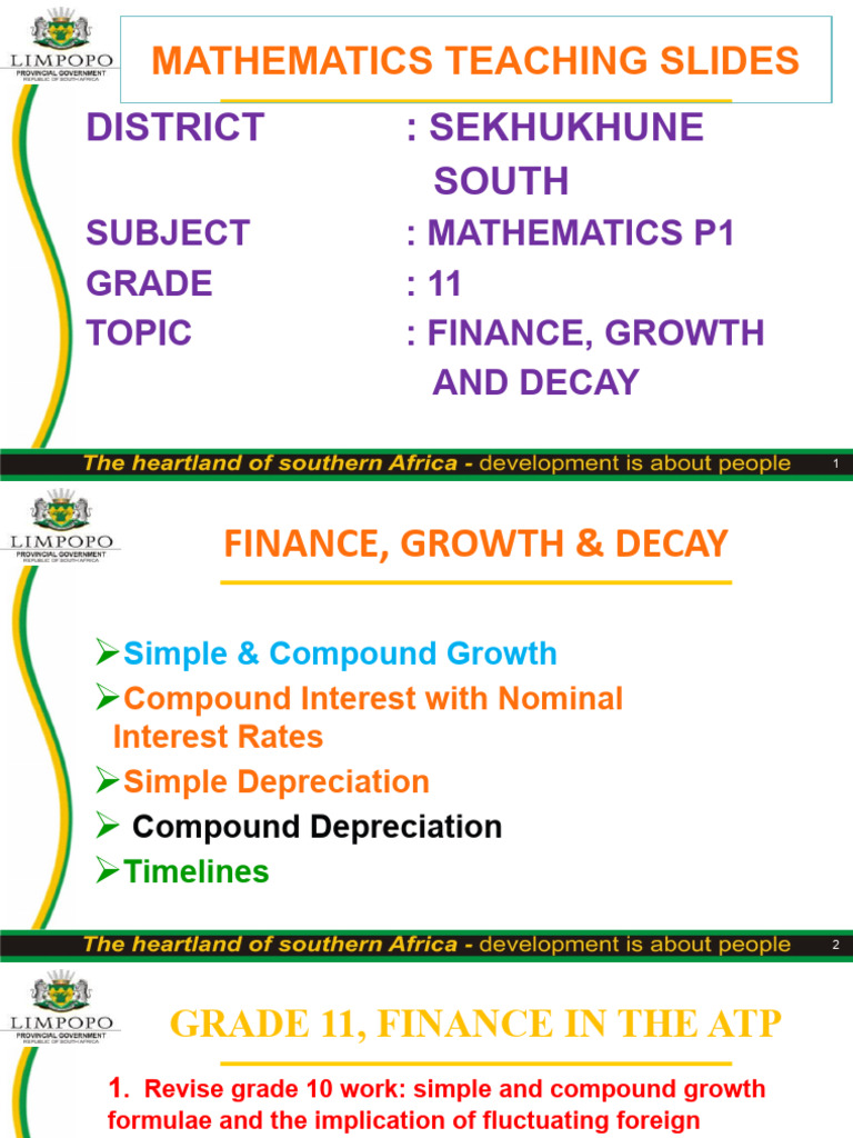 Finance, Growth & Decay GR 11 | PDF | Depreciation | Interest