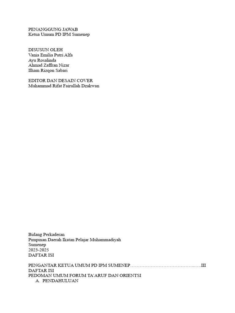 Panduan Fortasi IPM Sumenep 2023-2025 | PDF