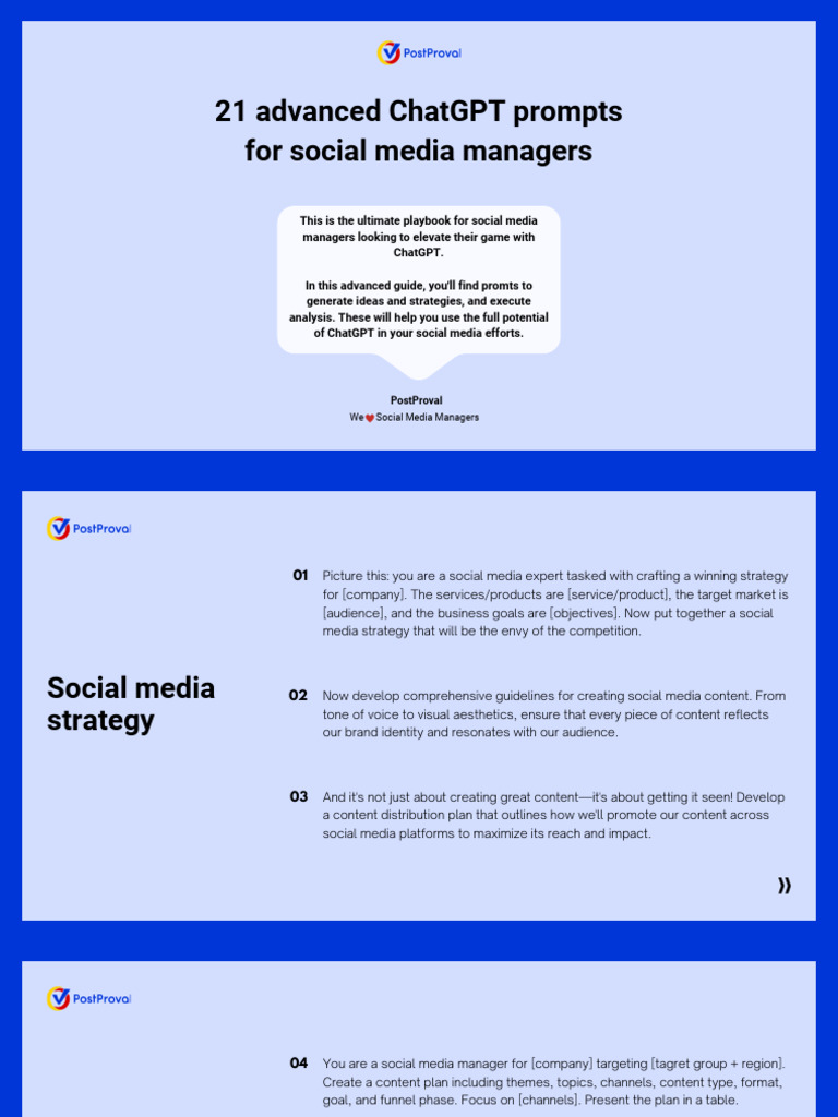 21 Advanced ChatGPT Prompts For Social Media Managers | PDF | Social ...