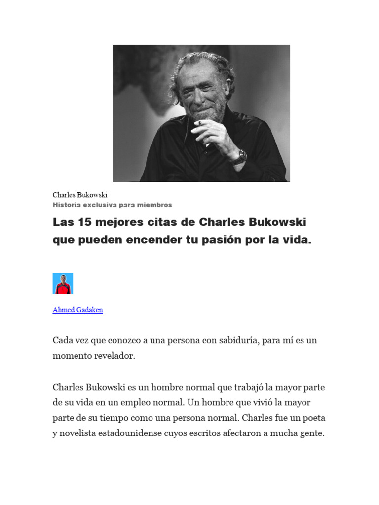 Mejores citas de Charles Bukowski | PDF | Amor