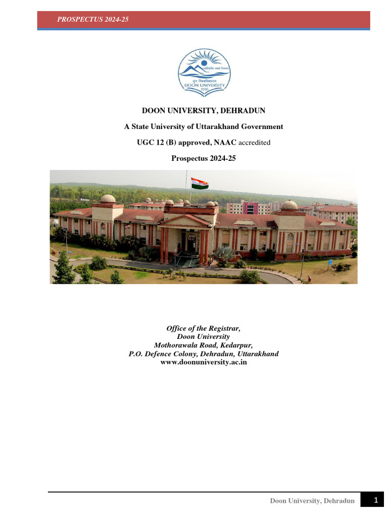 Doon University, Dehradun A State University of Uttarakhand Government ...
