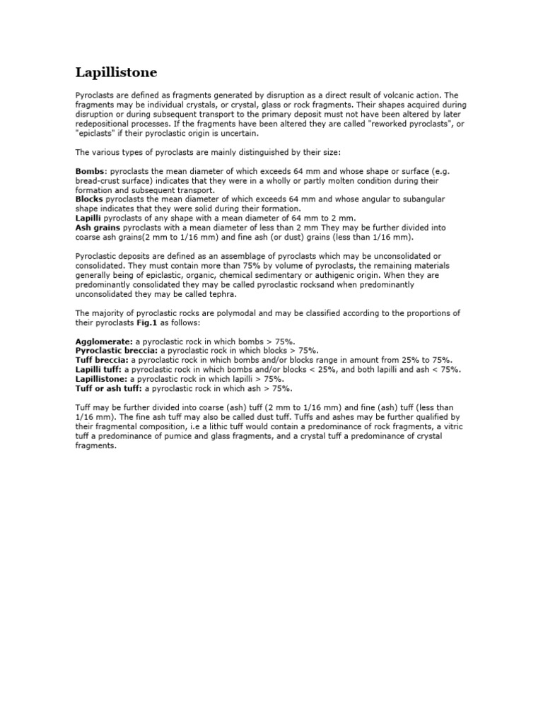 Understanding Lapillistone and Pyroclasts | PDF | Volcanism | Geology