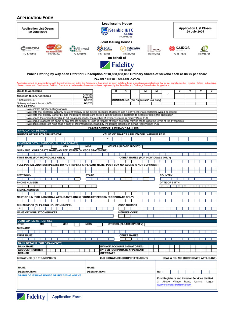 Public Offer Application Form New | PDF | Signature