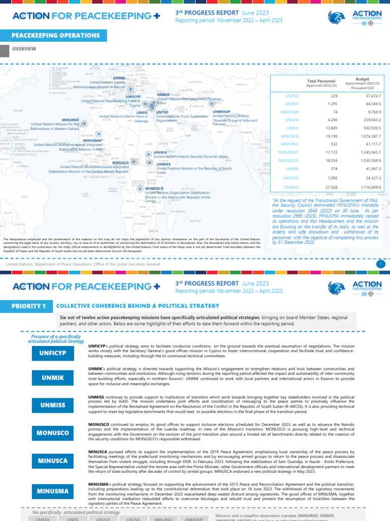 UN Peacekeeping Progress Report June 2023 | PDF | United Nations ...