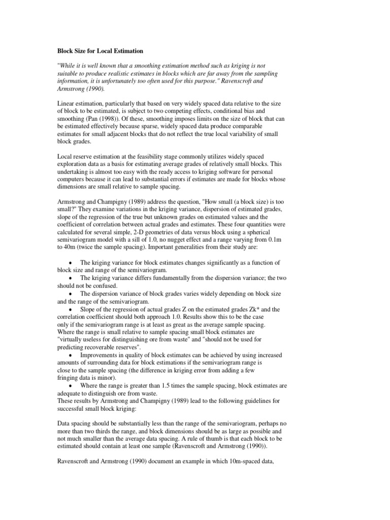 Block Size For Local Estimation | PDF | Estimator | Errors And Residuals