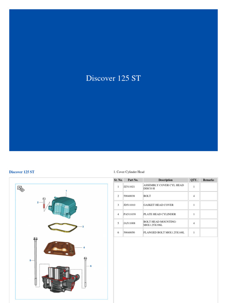 Discover 125 ST Parts Catalog | PDF | Axle | Vehicle Parts