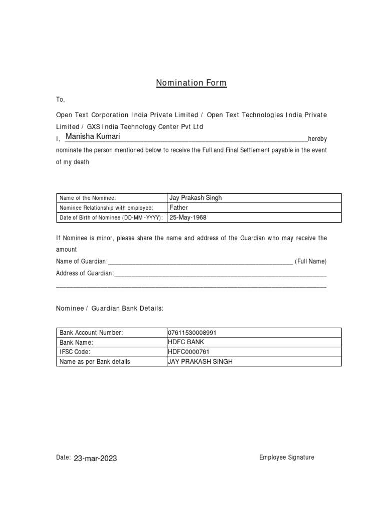 FNF Declaration - Opentext | PDF
